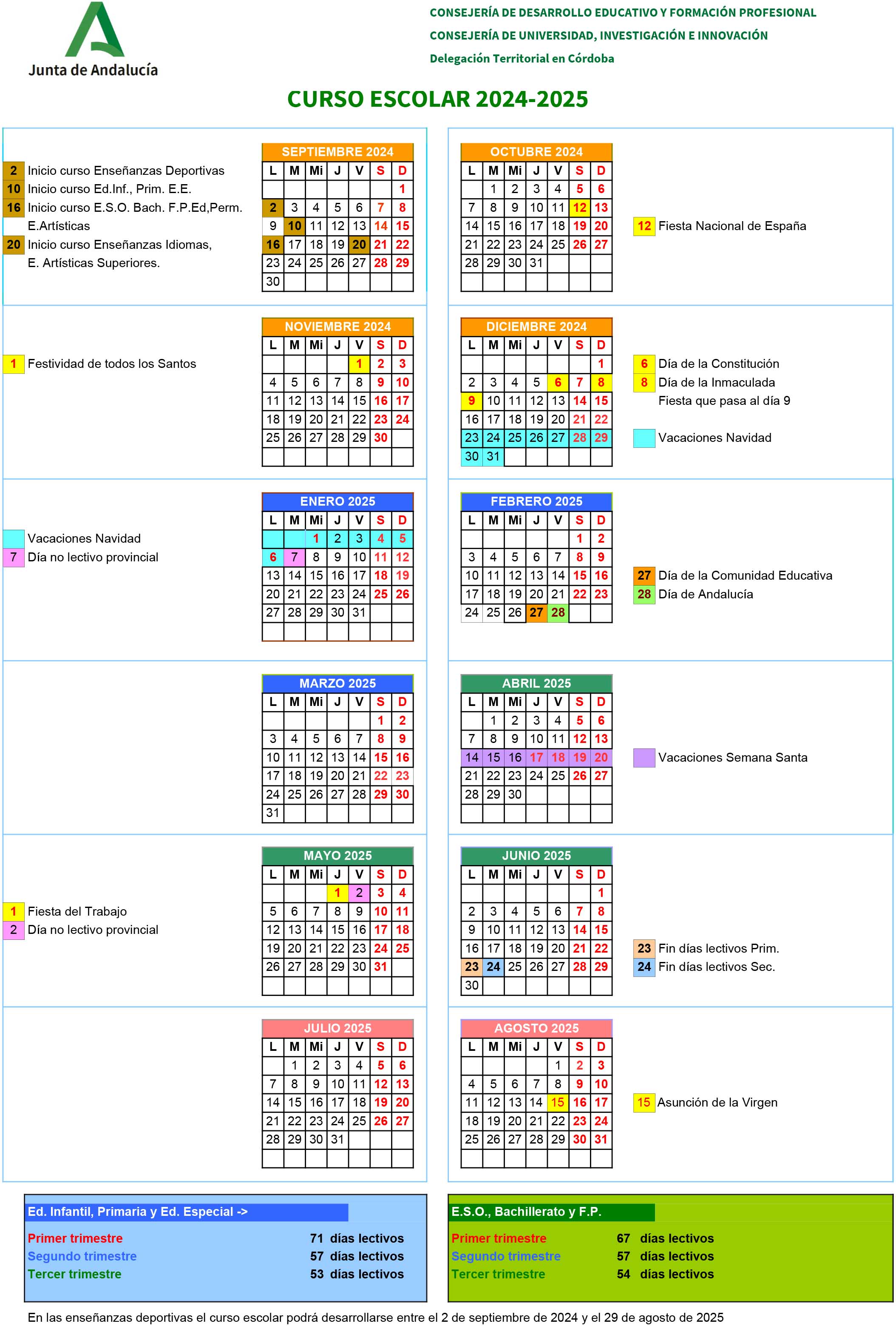 CALENDARIO ESCOLAR PROVINCIAL de CÓRDOBA para el CURSO 2024/2025 - FSIE ... CALENDARIO ESCOLAR PROVINCIAL de CÓRDOBA para el CURSO 2024/2025 - FSIE ...
